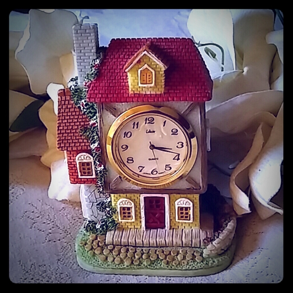 Vintage | Accents | Vintage Painted Resin Clock Cottage | Poshmark